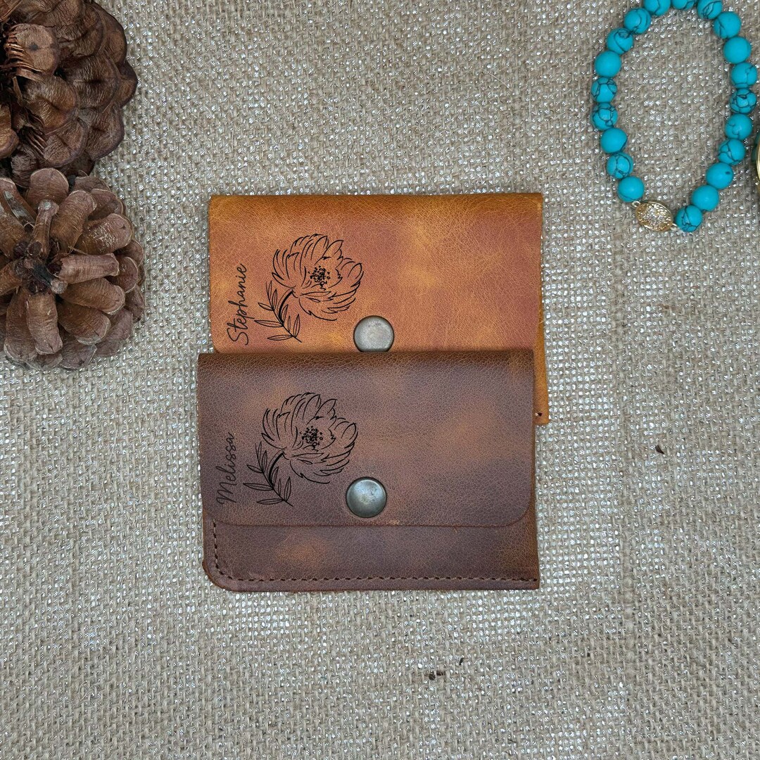 Custom Leather Wallet for Mom, Personalized Woman Card Holder, Women ...
