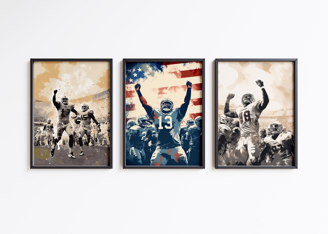 Football Player Posters, 3 Prints, American Football Wall Art, NFL ...