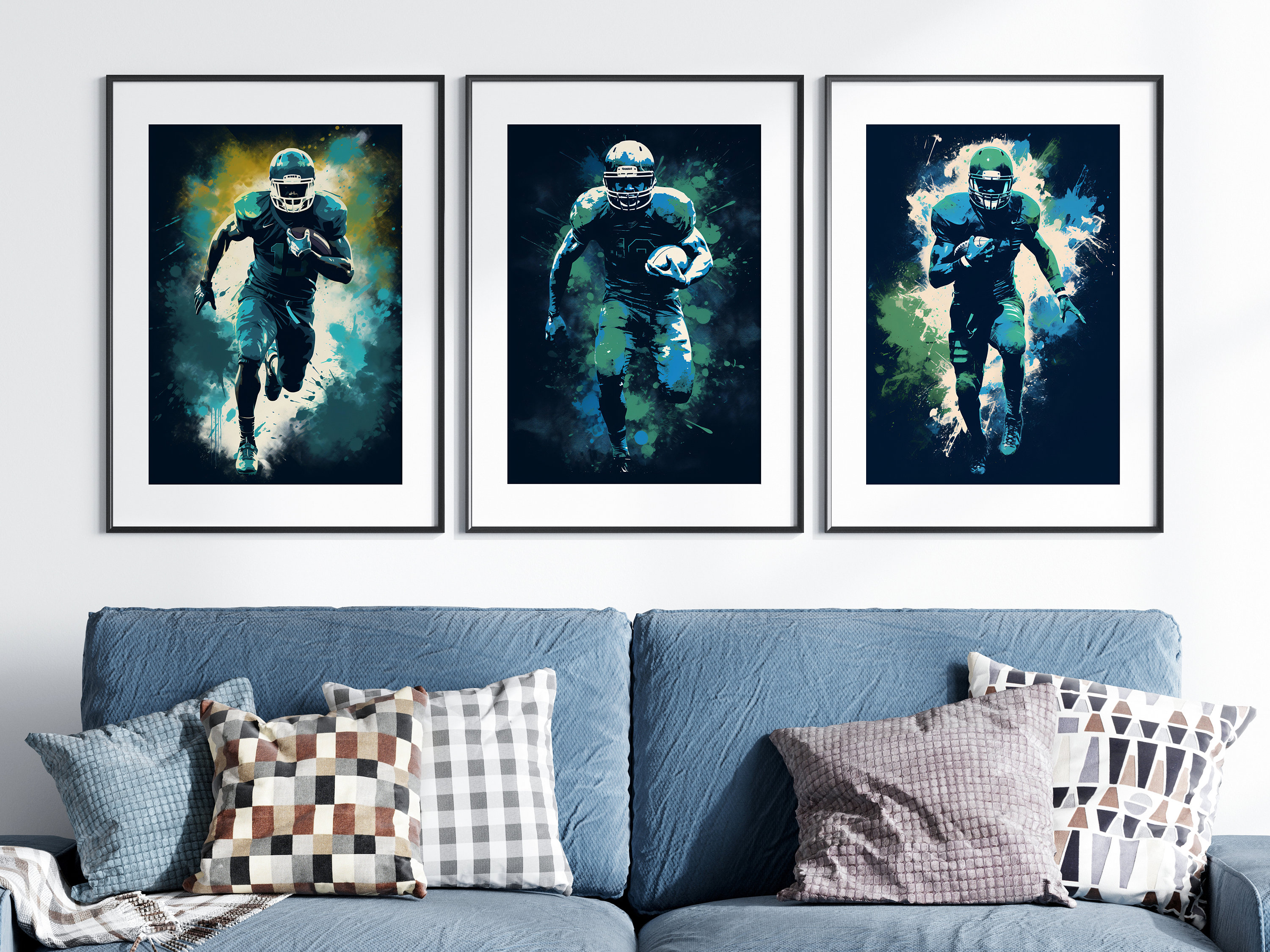 Football Player Posters, 3 Prints, American Football Wall Art, NFL ...