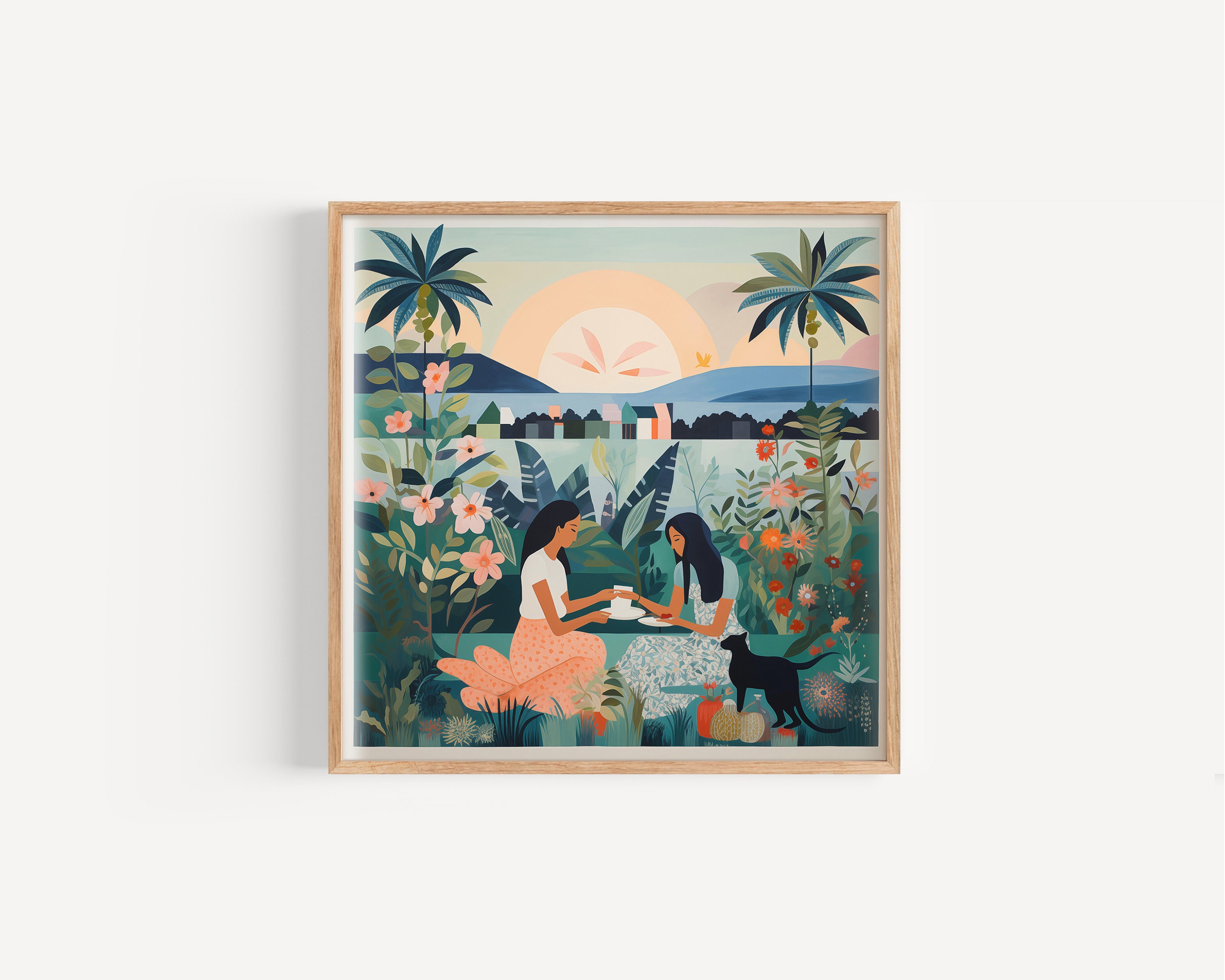 Flower Garden Wall Art, Square Printable, Digital Download, Floral Wall ...