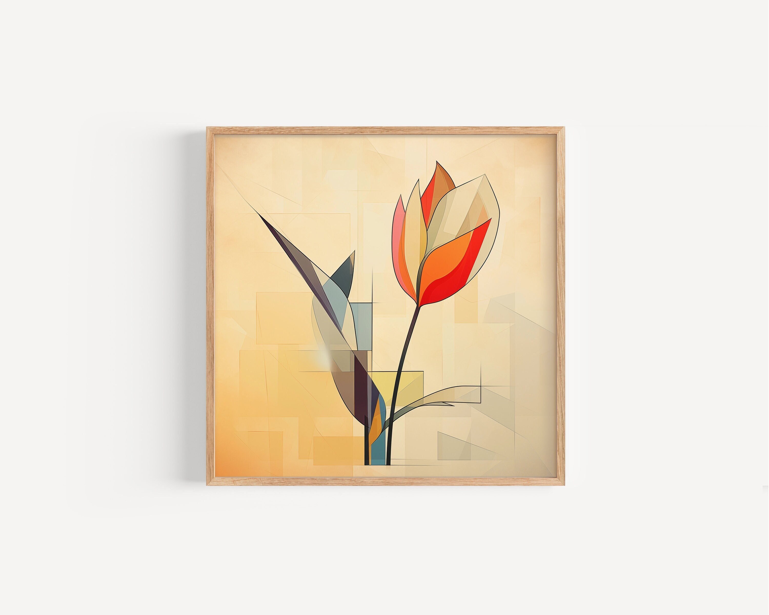 Tulip Wall Art, Square Printable, Digital Download, Floral Wall Décor ...