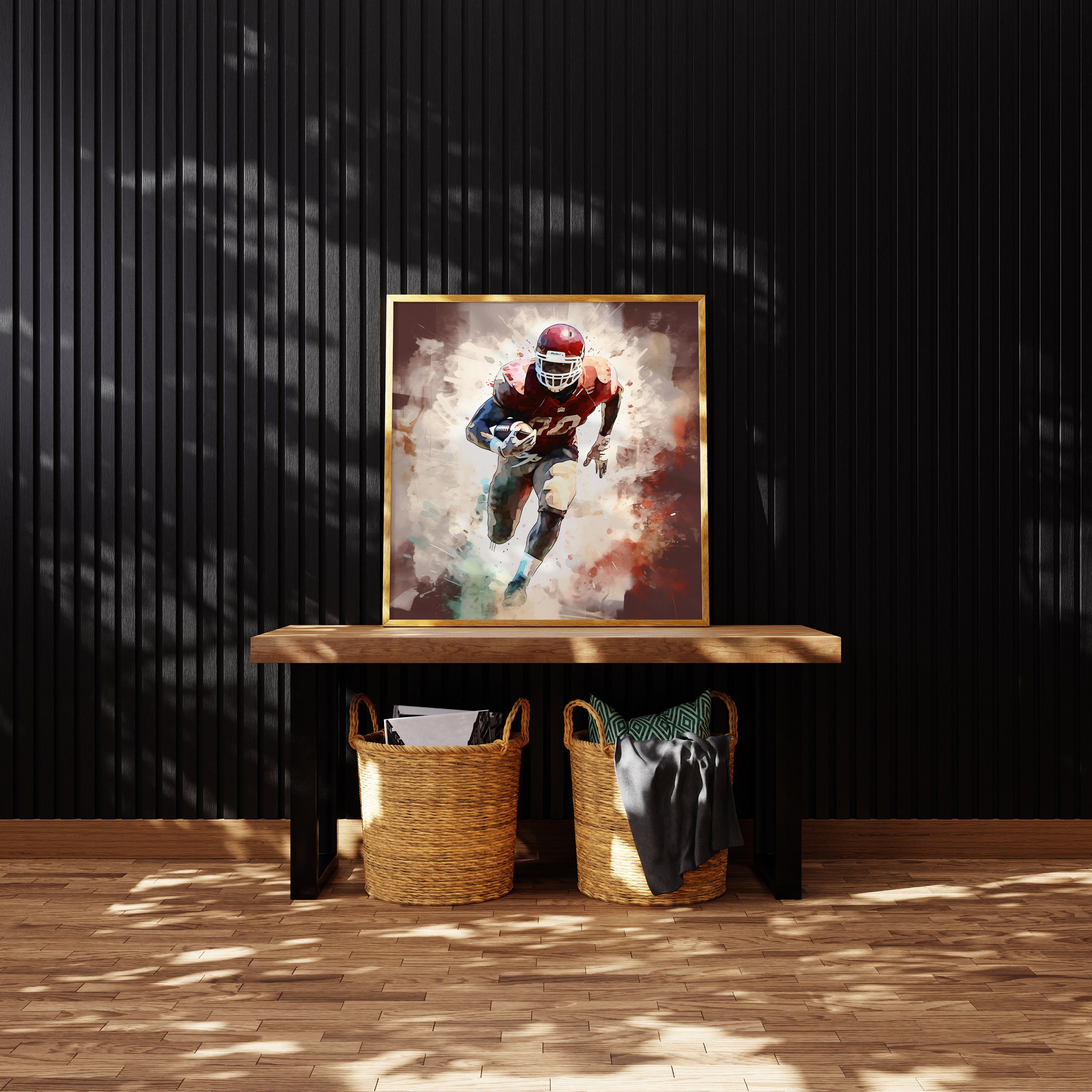 Football Player Poster, American Football Wall Art, NFL, Printable ...
