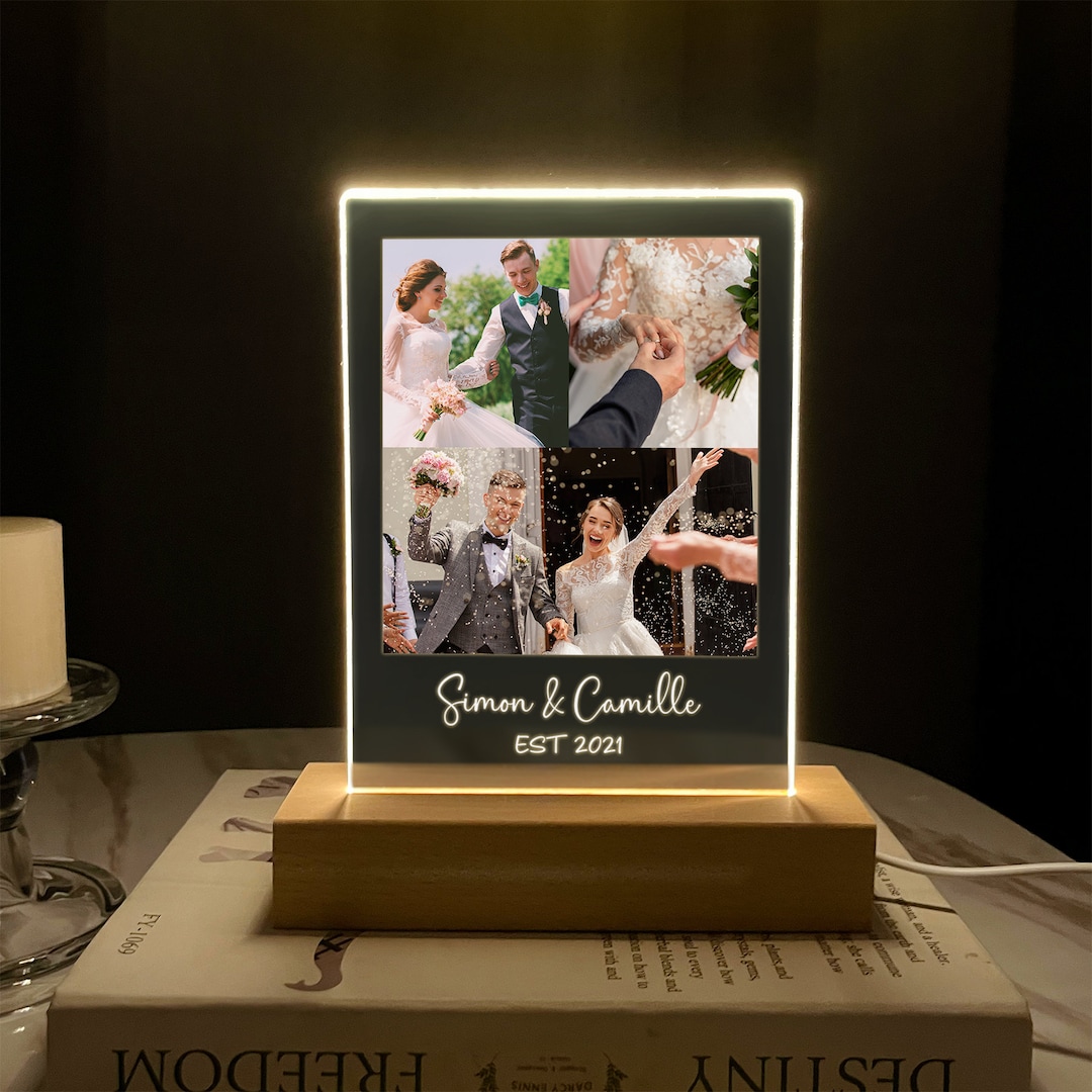 Custom Name Night Light, Personalized Photo Collage LED Light, Acrylic ...