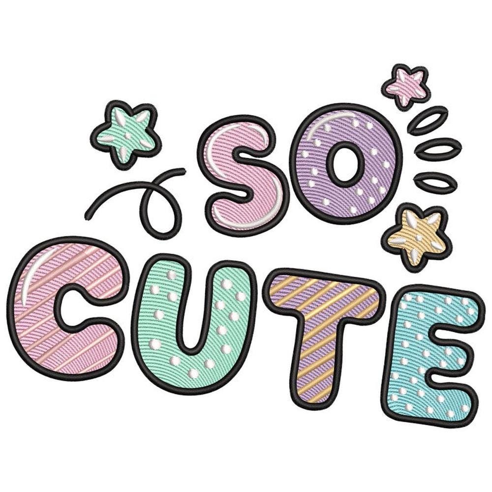 So Cute Text Embroidery Design, Pastel Bubble Letters, Kid Quote ...