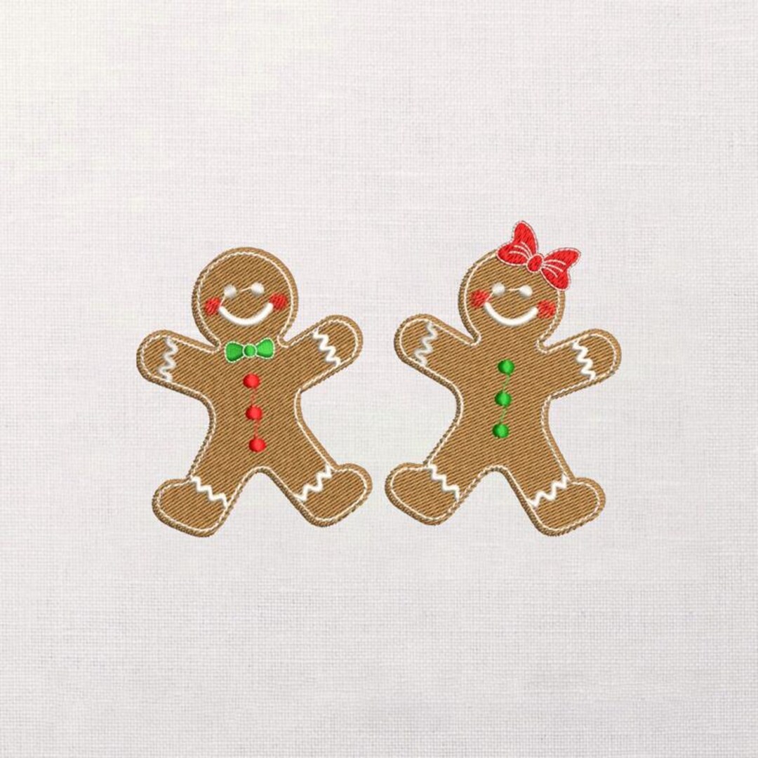 Gingerbread Couple Embroidery Design Set, Holiday Cookie Filled Stitch ...