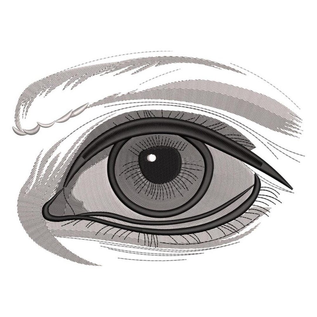 Realistic Eye Embroidery Design, Shaded Iris With Lashes, Digital ...