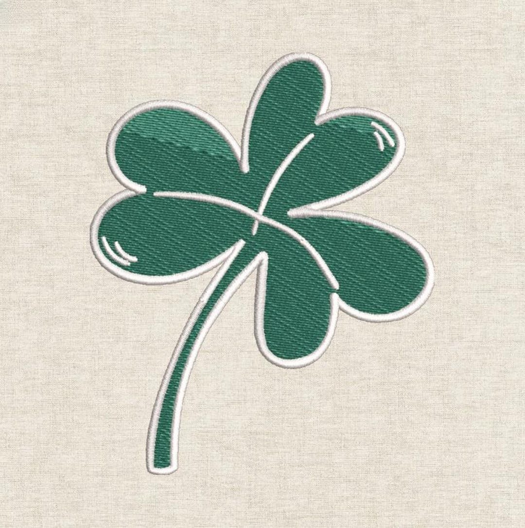 Four Leaf Clover Embroidery Design, Shamrock Satin Stitch Motif, Lucky ...