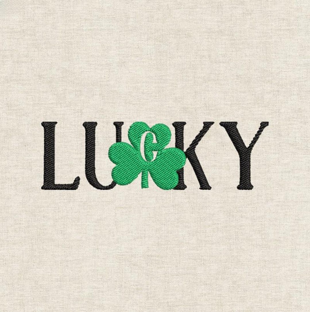 Shamrock Word Art Embroidery Design, Irish Lucky Typography Stitch, St ...