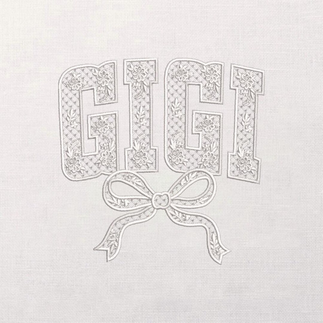Gigi Embroidery Design, Lace Varsity Letters, Floral Bow Monogram ...