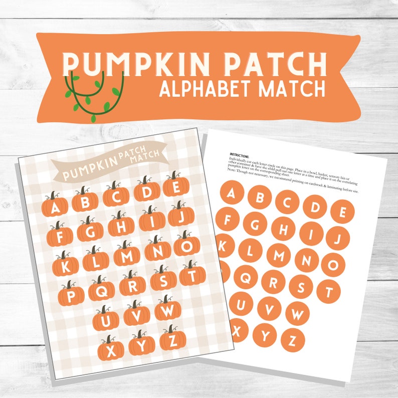 Pumpkin Patch Alphabet Match - Alphabet Recognition Game - Etsy