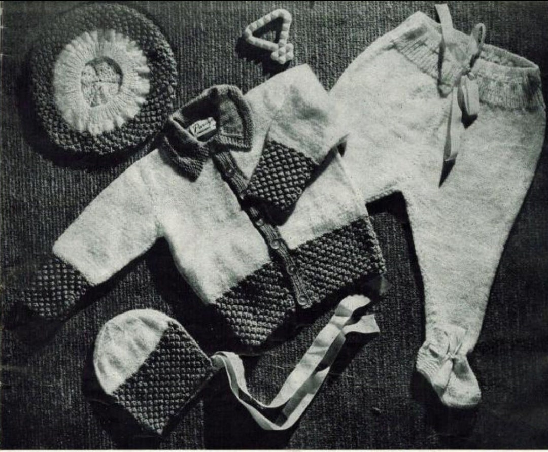 Baby Knitting Pattern - Almost Free Vintage Knitting Pram Set for Baby ...