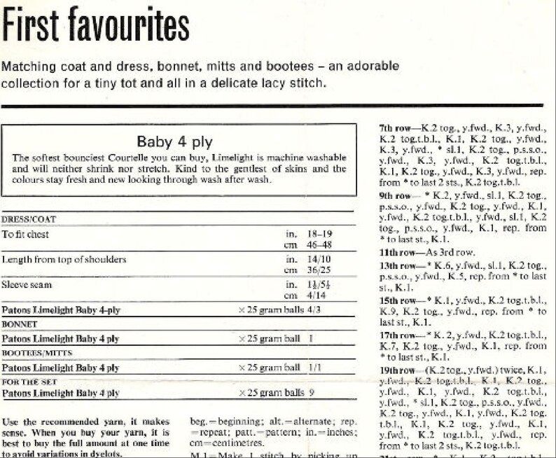 Knitting Pattern Baby Set Dress, Coat, Jacket, Bootees, Bonnet Hat ...