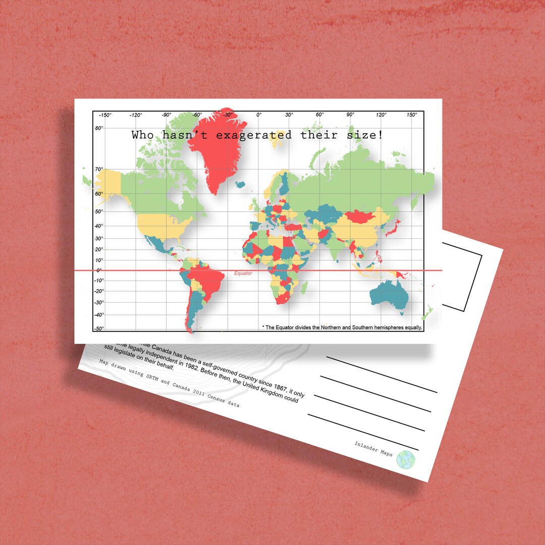 Postcard | World Map (mercator) - Etsy