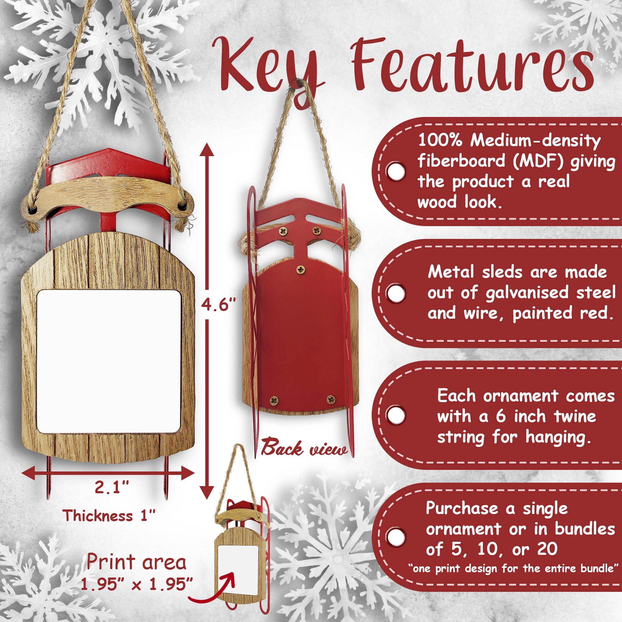 5 Sled Ornament Size Chart Mockup Bundle. Key Features Size Chart Etsy ...