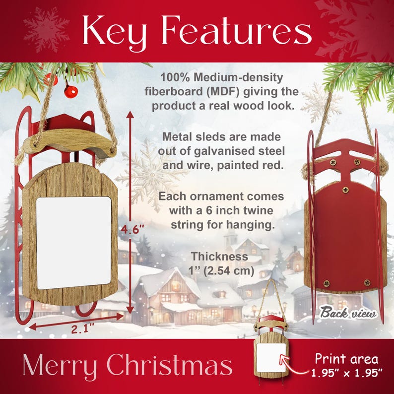 5 Sled Ornament Size Chart Mockup Bundle. Key Features Size Chart Etsy ...
