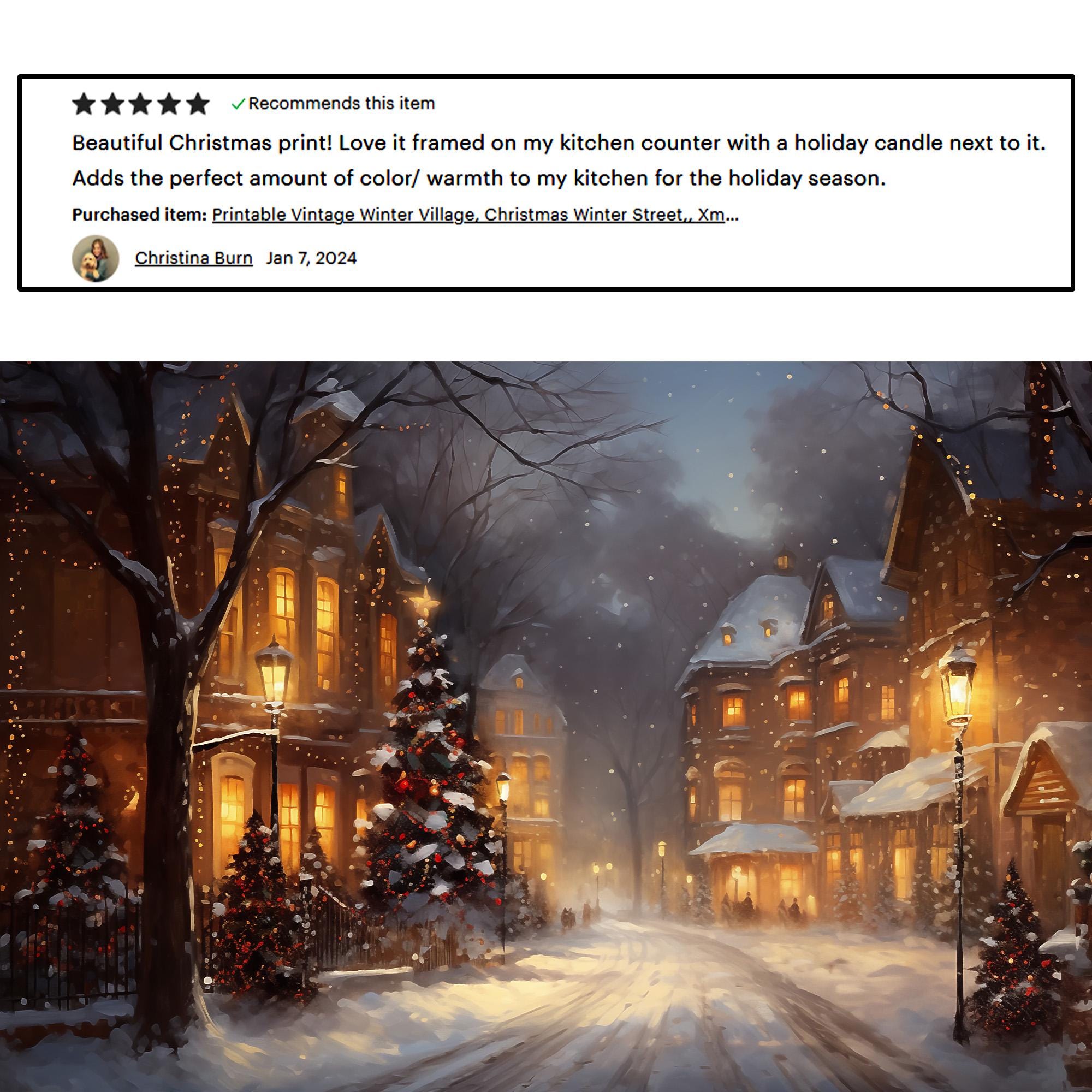 Printable Vintage Winter Village, Christmas Winter Street,, Xmas Prints ...
