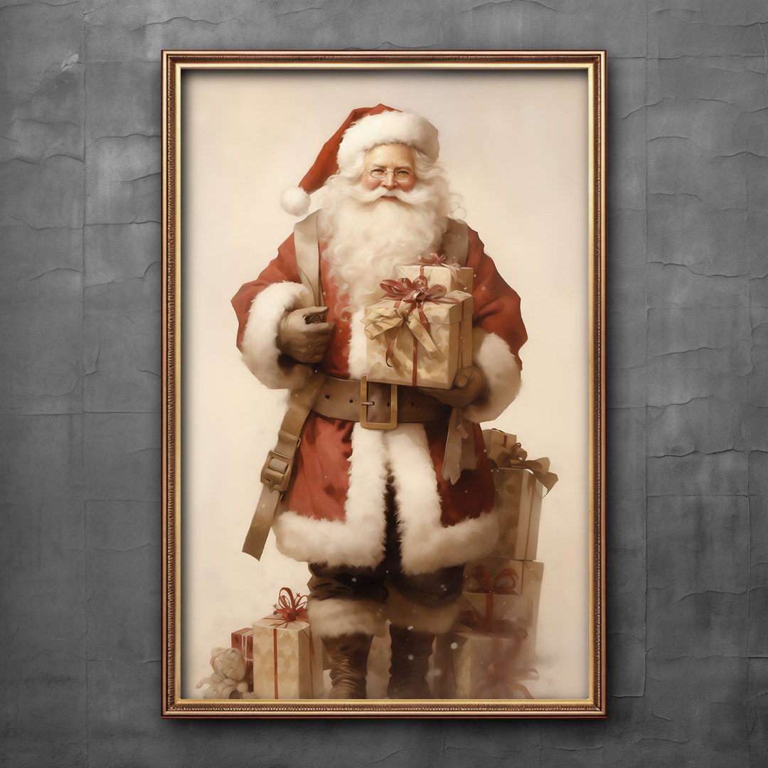 Printable Santa Clause With Gifts Vintage Christmas Wall Art - Etsy