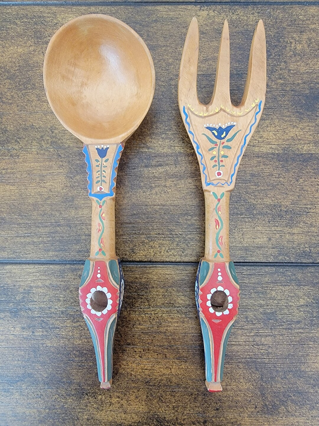 Hand Carved Primitive Folk Art Wood Love Spoons Serveware Set - Etsy
