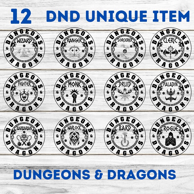 12 Different Designs Dungeons & Dragons Bundle Class Elements, Dnd 20 ...
