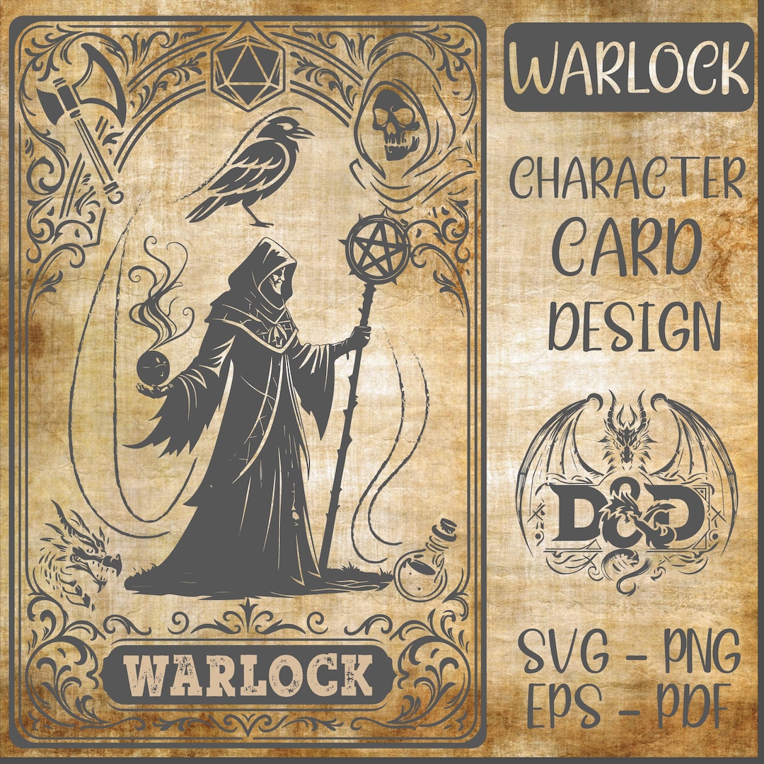 Warlock Character Card Svg | DND Warlock Class Art | Fantasy TTRPG ...