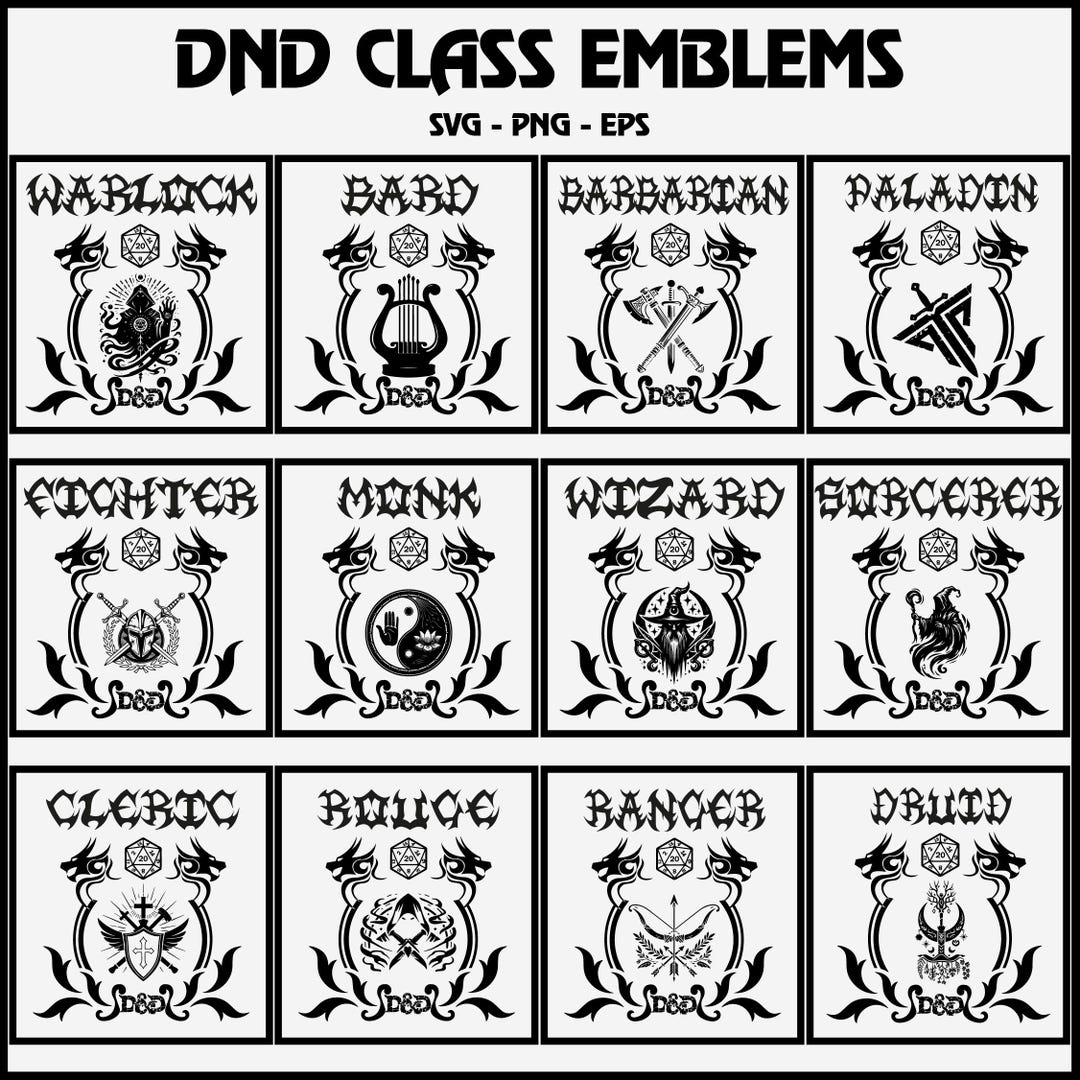 Dungeons and Dragons Logo Pack, Class Symbols for DND, Dungeons Dragons ...