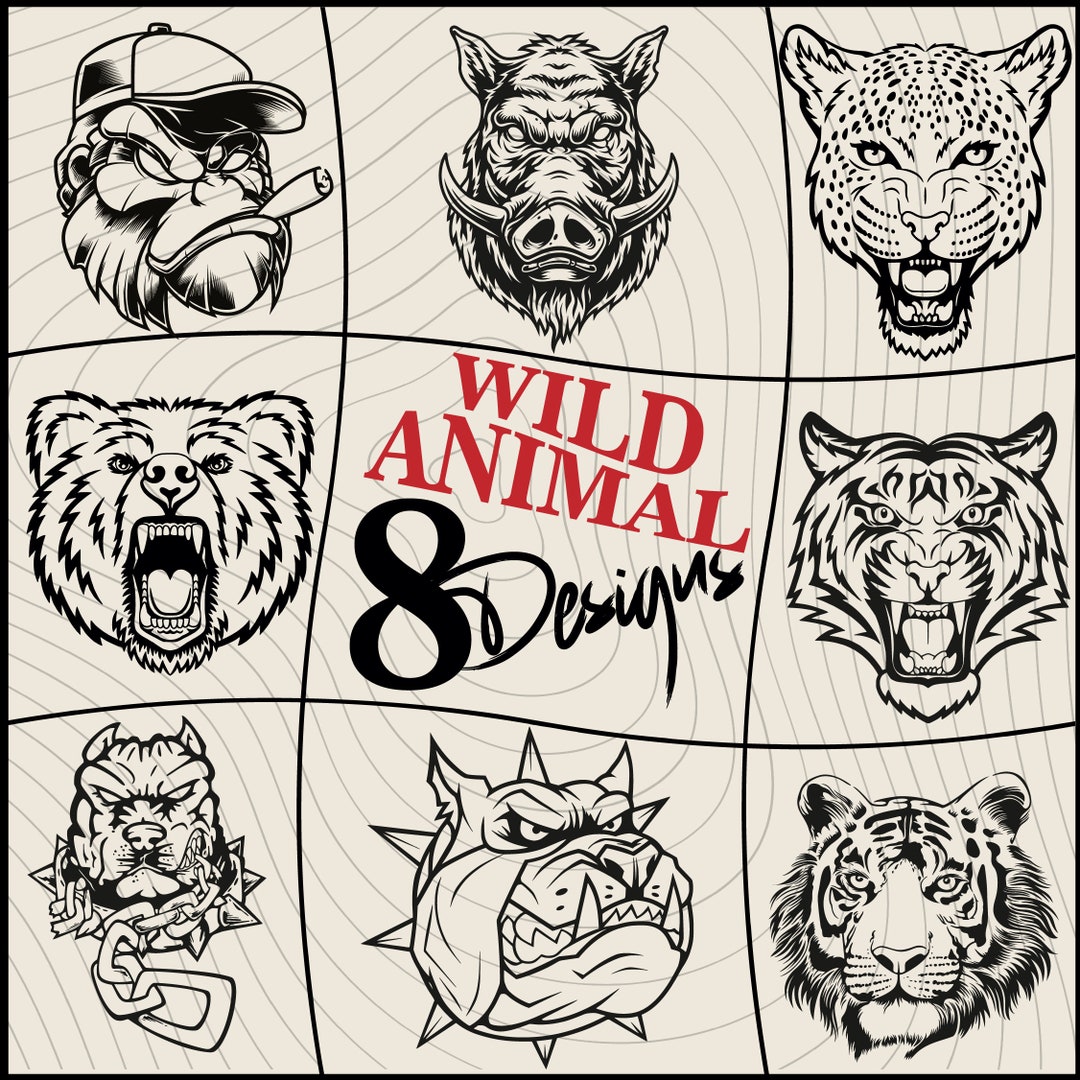 8 Angry Animal Svg Bundle, Wild Animal Png Bundle, Wildlife Collection ...