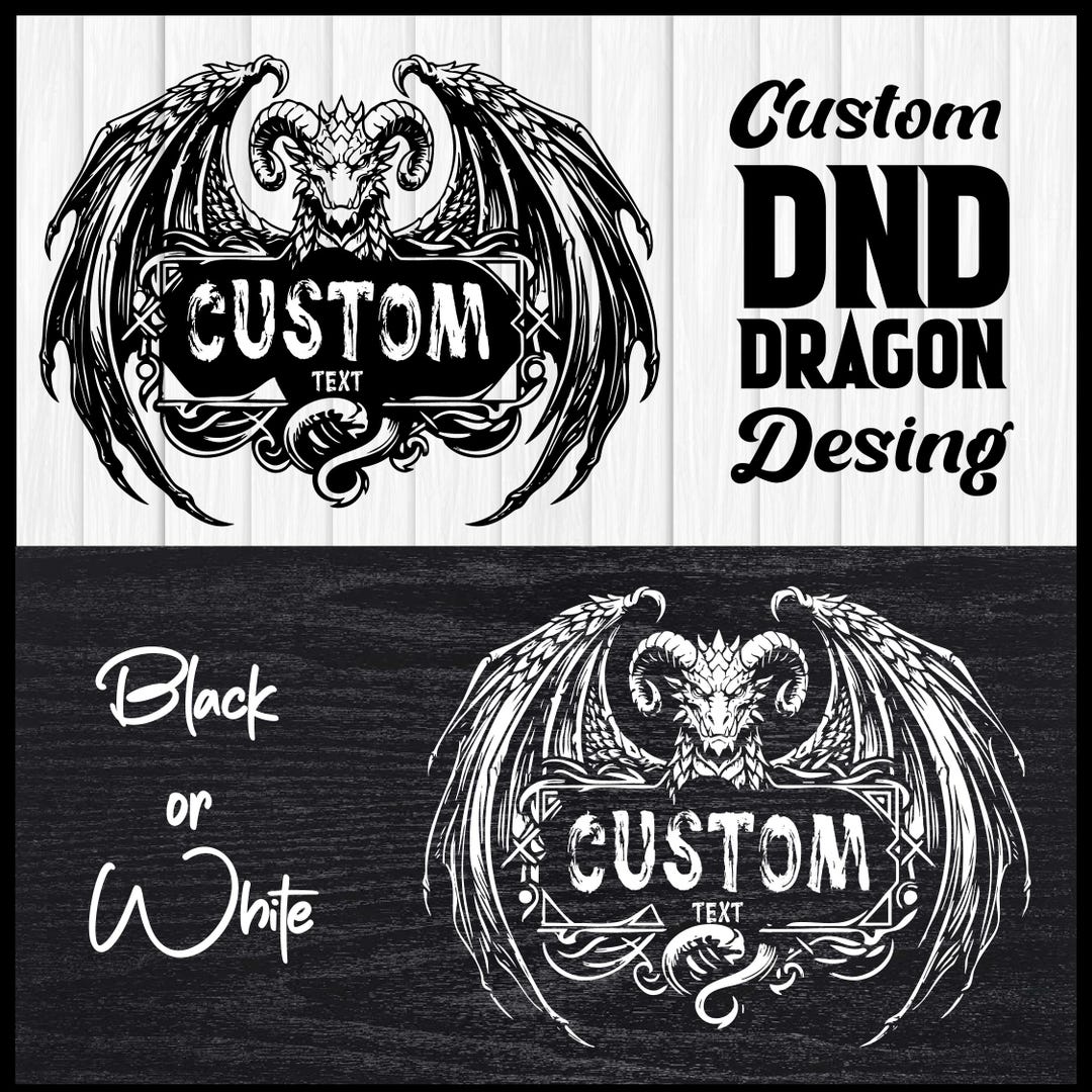 Personalized DND Dragon Svg, Custom Rpg Character Name Logo, Dungeons ...