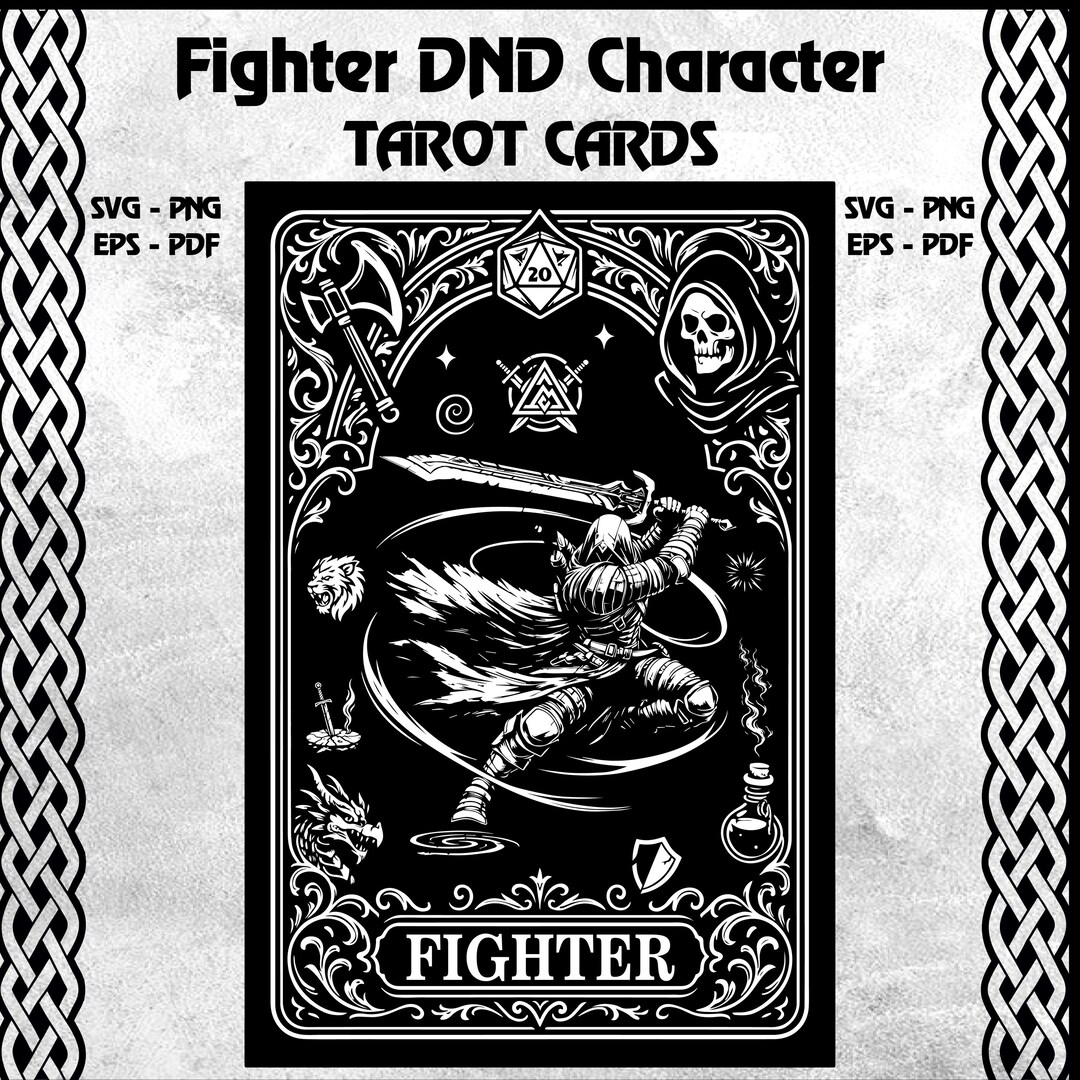 Fighter Class Dnd Wall Art Print, Fighter Class Dnd Tarot Card ...