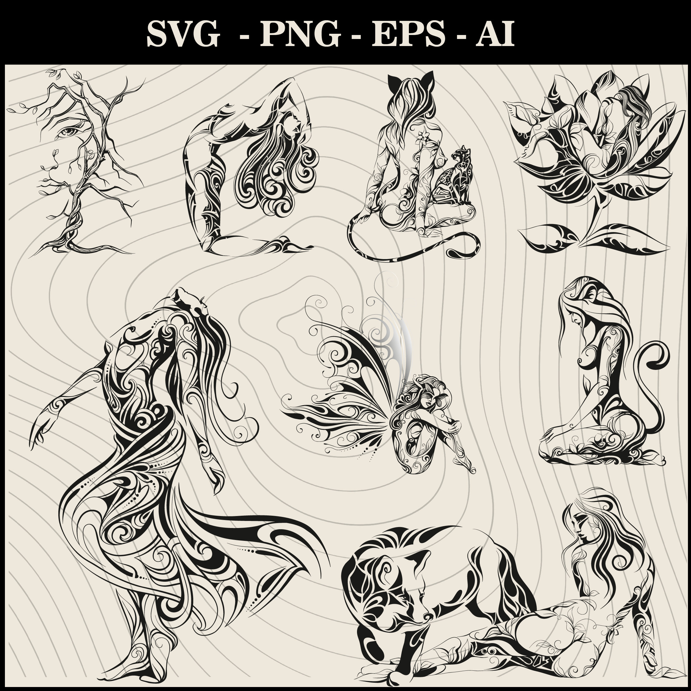 24 Amazing Desings Tribal Women and Animal Svg, Tribal Women Svg ...