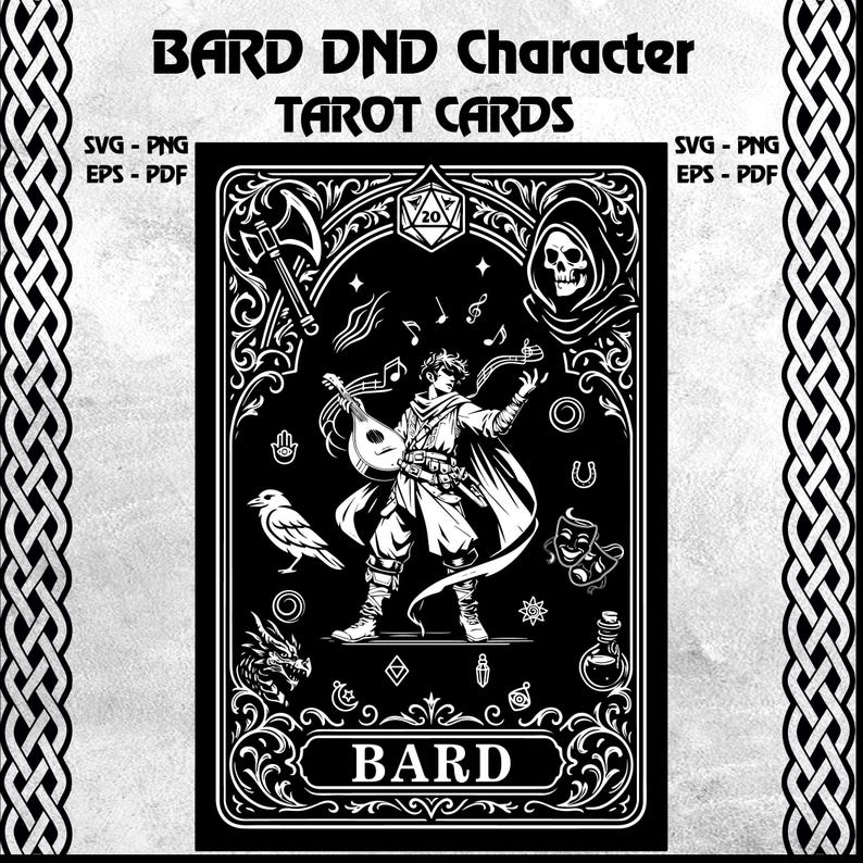 Bard Class Dnd Tarot Card, Bard Class Dnd Wall Art Png, Dungeons ...