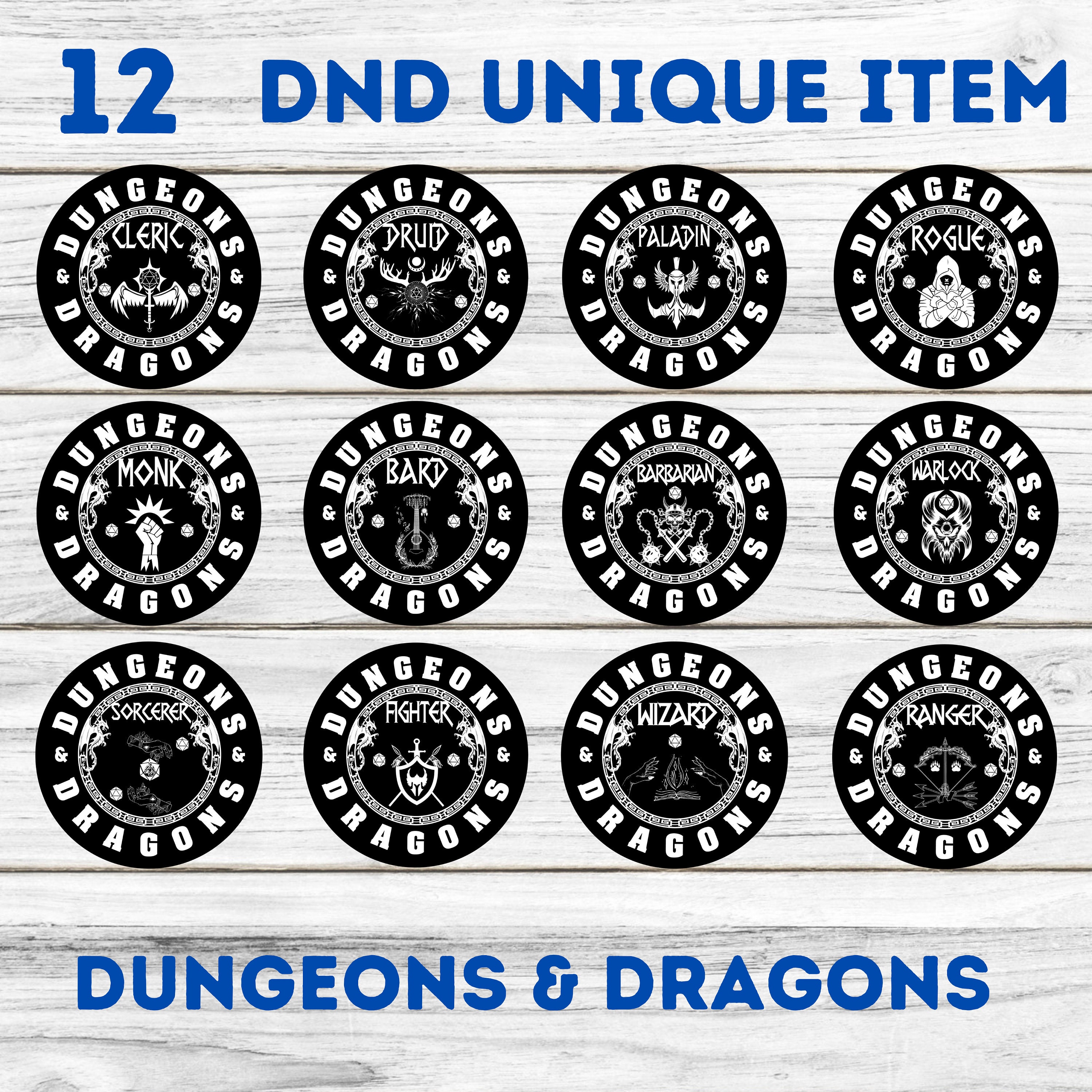 12 Different Designs Dungeons & Dragons Bundle Class Elements, Dnd 20 ...