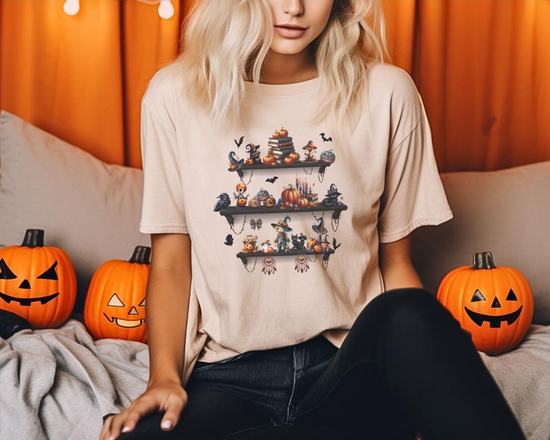 Halloween Witchy Decor Shelf Set PNG , Gothic Pumpkin Bookshelf for ...