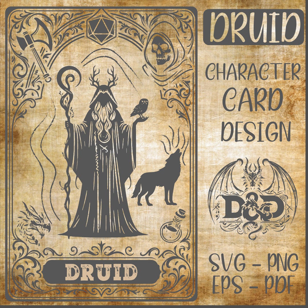 Druid DND Character Card Design Svg | Dungeons Dragons Druid Class ...