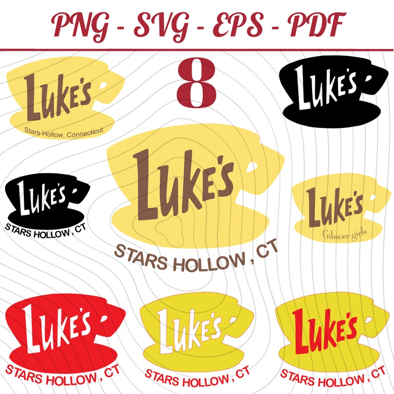 8 Luke's Diner Logo, Gilmore Girls SVG, Coffee Shop, Tv Show Logo ...