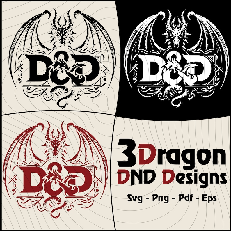 Amazing Designs Dungeons and Dragons Black,white,red Svg Bunlde, DND20 ...