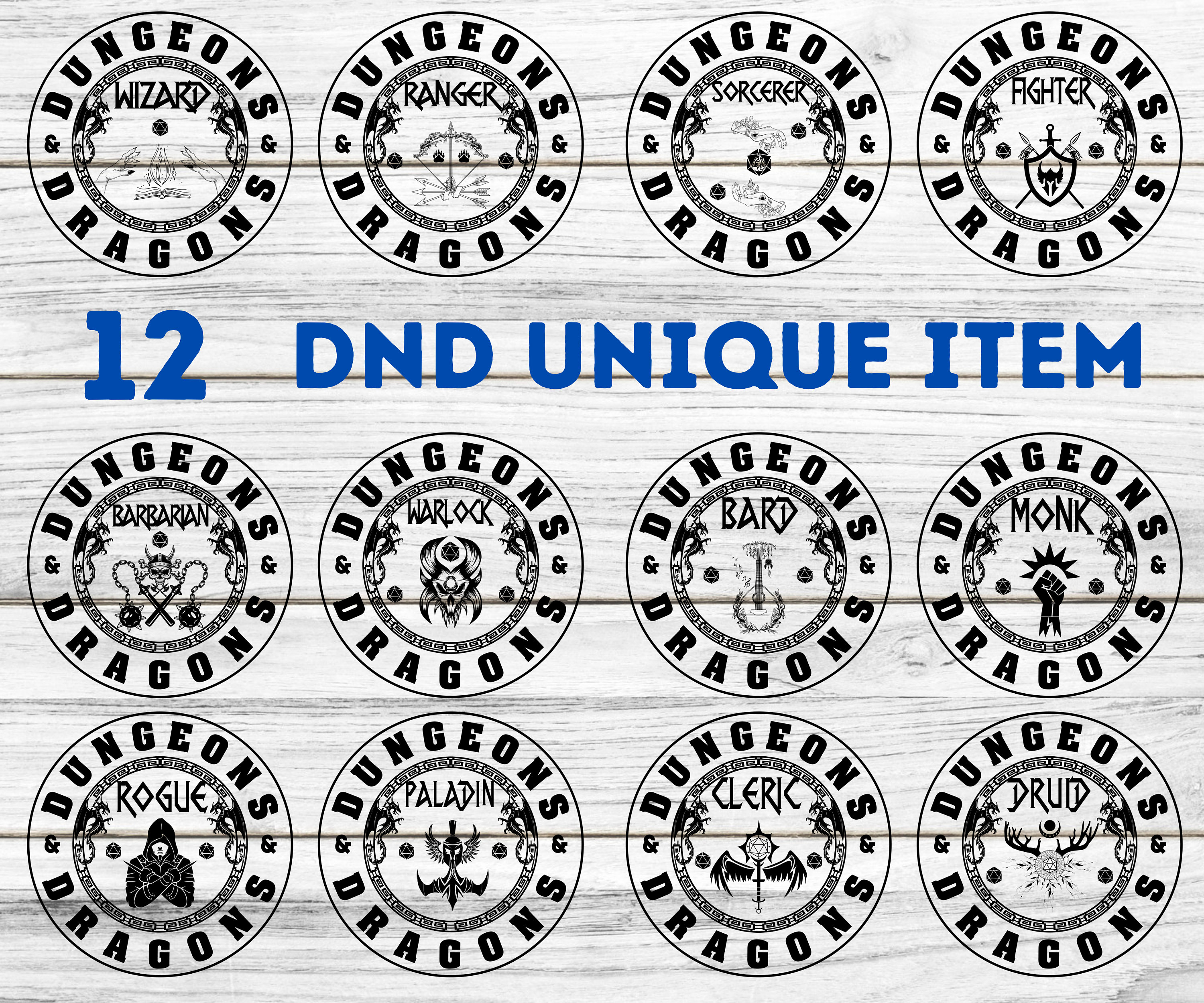 12 Different Designs Dungeons & Dragons Bundle Class Elements, Dnd 20 ...