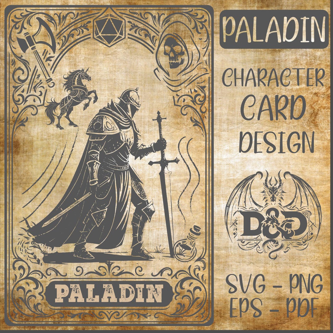 Paladin DND Character Card Design Svg | Dungeons and Dragons Paladin ...