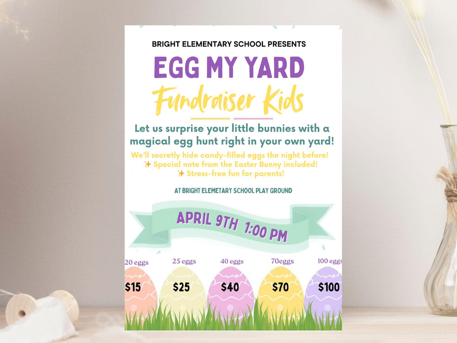 Egg My Yard Fundraiser Template, Editable PTO Easter Egg Hunt Flyer ...