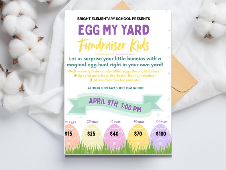 Egg My Yard Fundraiser Template, Editable PTO Easter Egg Hunt Flyer ...