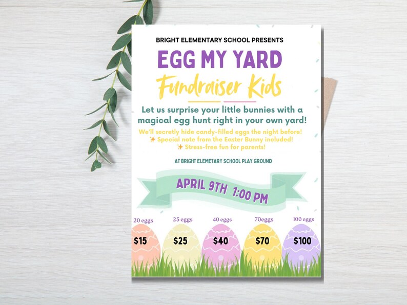 Egg My Yard Fundraiser Template, Editable PTO Easter Egg Hunt Flyer ...