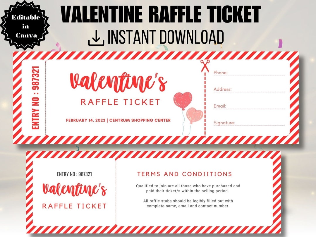 Valentine's Day Ticket, Editable Valentine Coupon, Surprise Gift Ticket ...