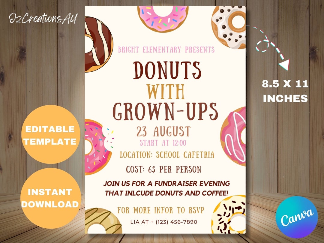 Donut Fundraiser, Bakery Bake Sale Fundraising Printable, Sports School ...