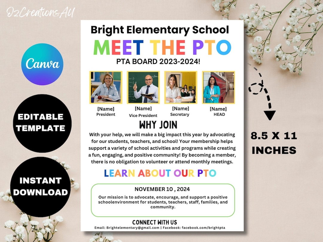 Editable Meet the PTA Flyer, Meet the PTO Form, Meet the Parent Teacher ...