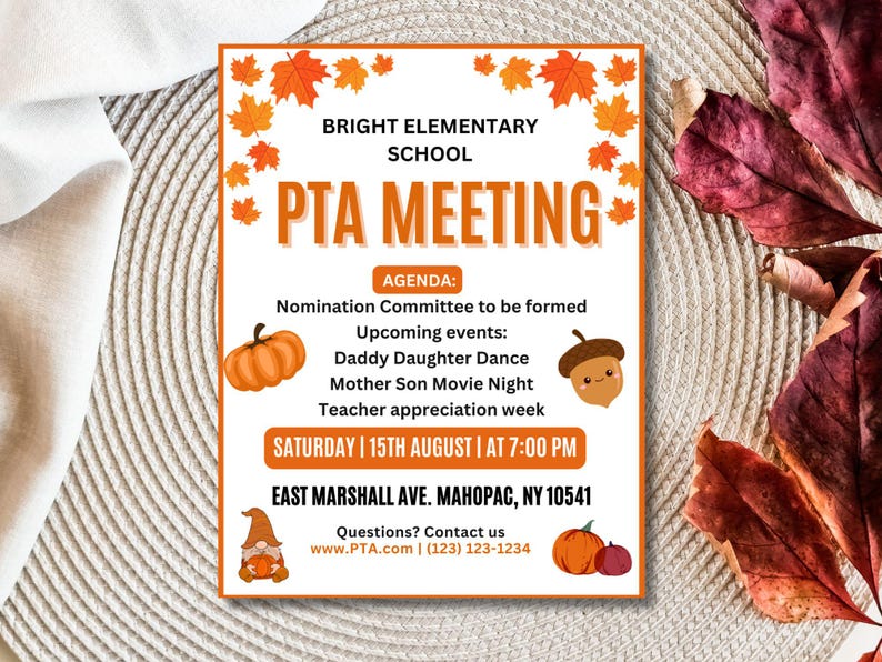 Editable PTA Meeting Flyer: School Fundraiser, Volunteer Handout ...