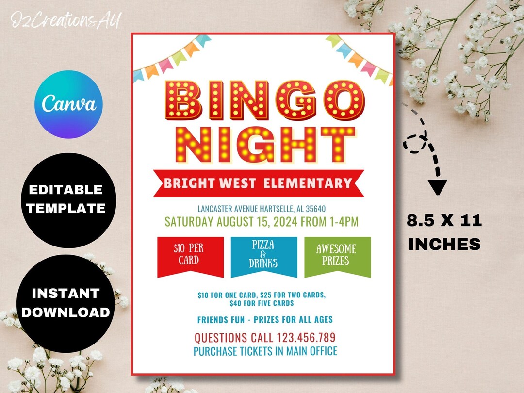 Editable Bingo Night Flyer Template, Family Game Night Invite ...
