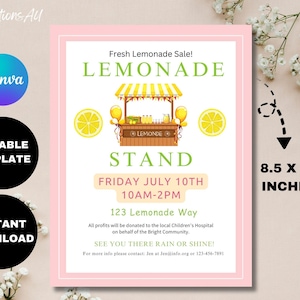 Lemonade Stand Flyer Template: School Fundraiser Poster (digital ...