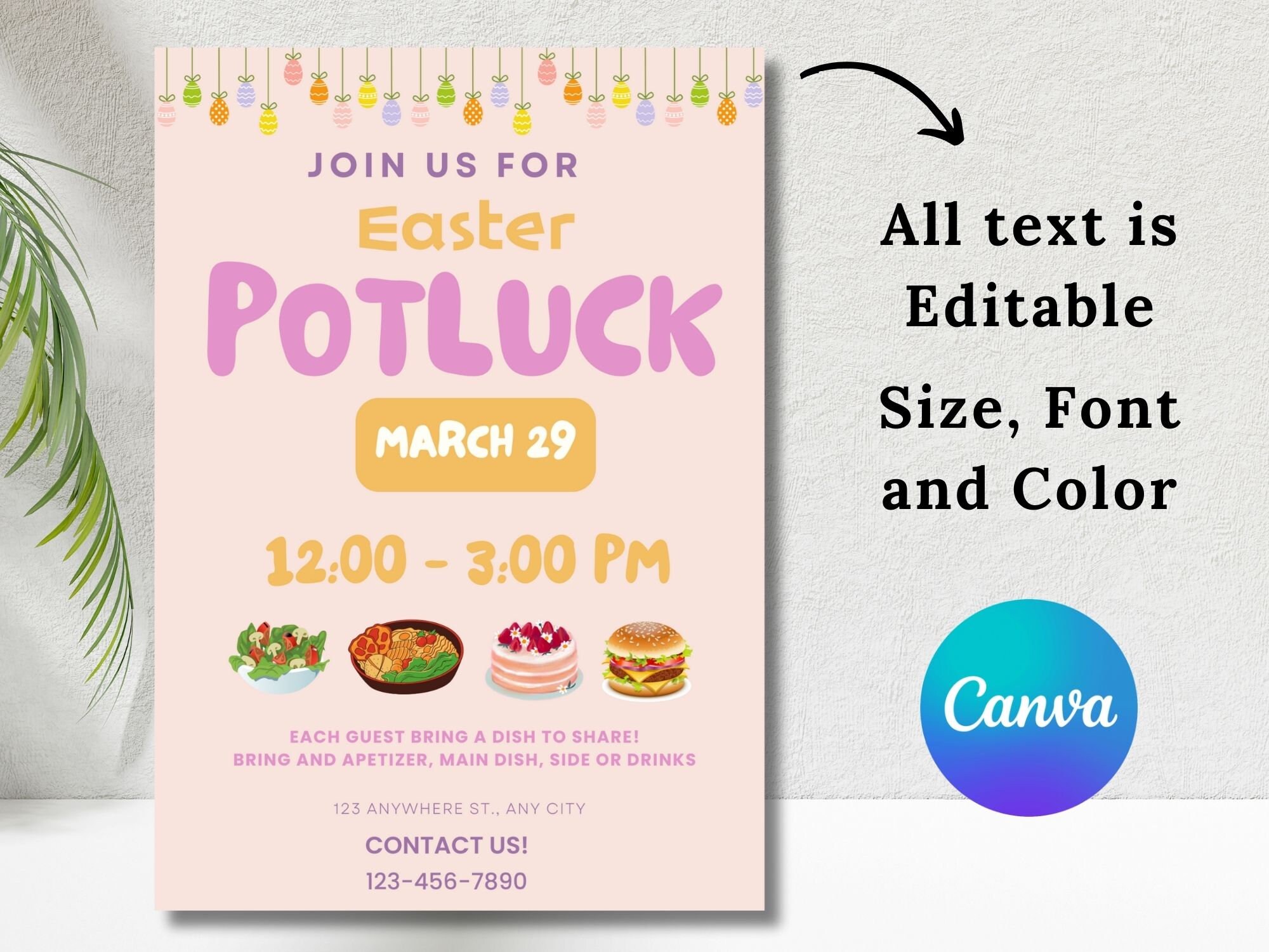 Easter Potluck Invitation Template: Office Party Flyer (digital ...
