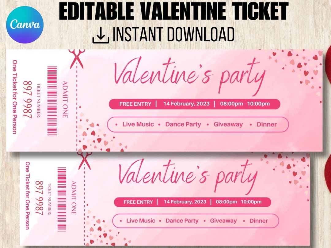 Editable Valentine's Day Event Ticket: Surprise Gift (digital Download ...