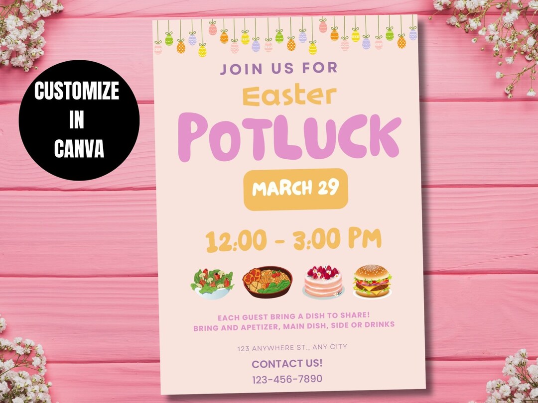 Easter Potluck Invitation Template Potluck Invite Flyer Easter Office ...