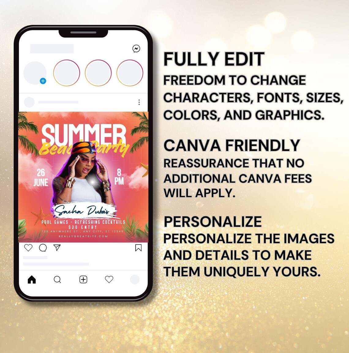 Editable Summer Pool Party Flyer: DIY Canva Template (1080x1080 Px) - Etsy
